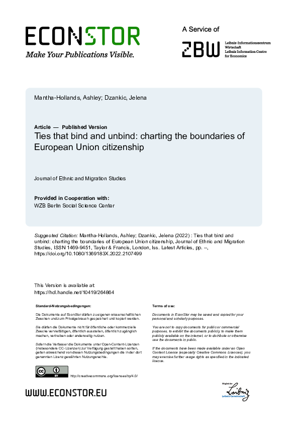(PDF) Ties that bind and unbind: charting the boundaries of European ...