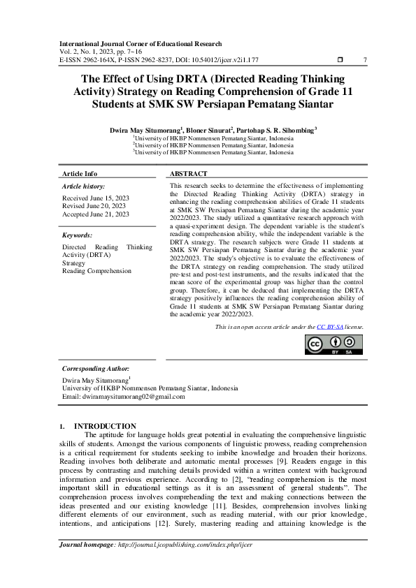 (PDF) Effect of Using DRTA (Directed Reading Thinking Activity ...