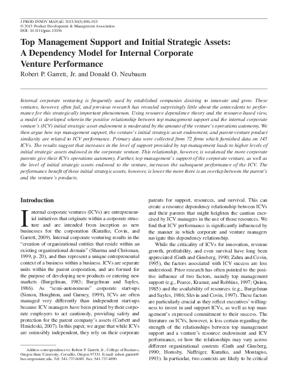 (PDF) Top Management Support and Initial Strategic Assets: A Dependency ...