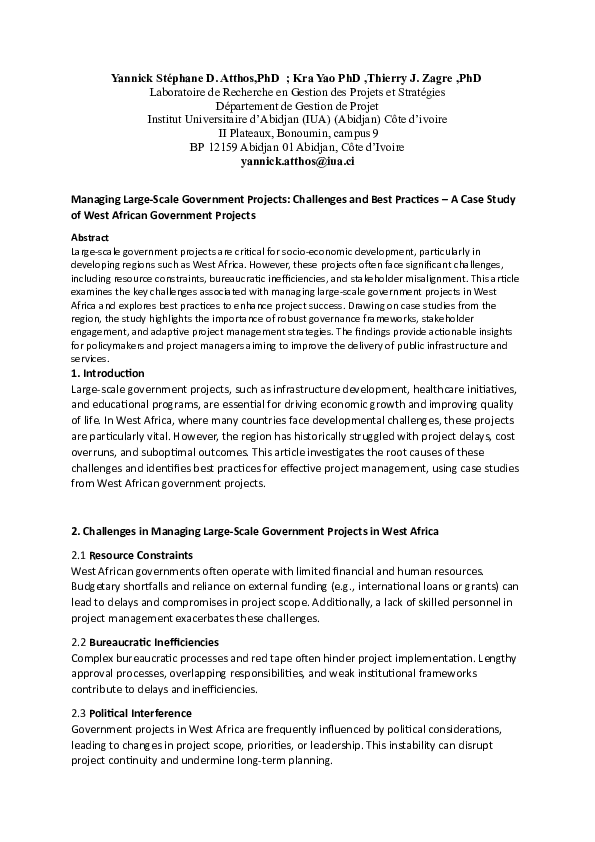 (PDF) Managing Large-Scale Government Projects: Challenges and Best ...