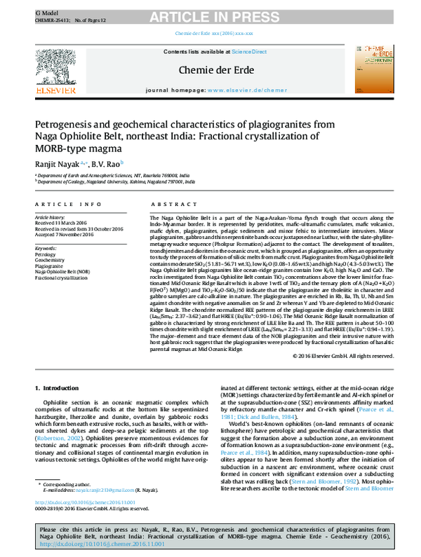 (PDF) Petrogenesis and geochemical characteristics of plagiogranites ...