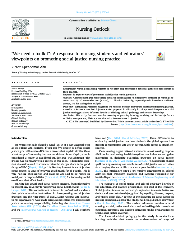 (PDF) "We need a toolkit": A response to nursing students and educators ...