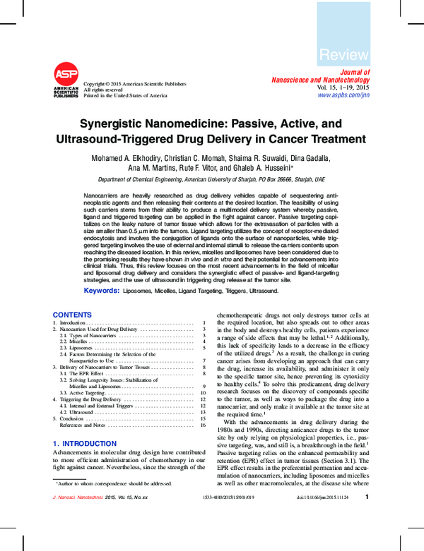 (PDF) Synergistic Nanomedicine: Passive, Active, and Ultrasound ...