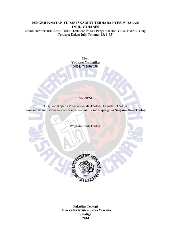 (PDF) Pengkhianatan Yudas Iskariot terhadap Yesus dalam Injil Yohanes ...