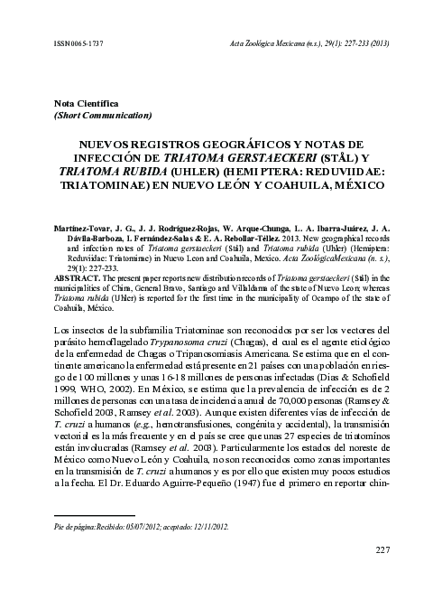 (PDF) New geographical records and infection notes of Triatoma ...