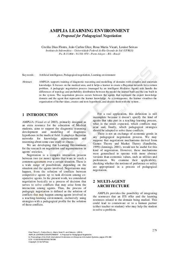 (PDF) AMPLIA LEARNING ENVIRONMENT - A Proposal for Pedagogical Negotiation