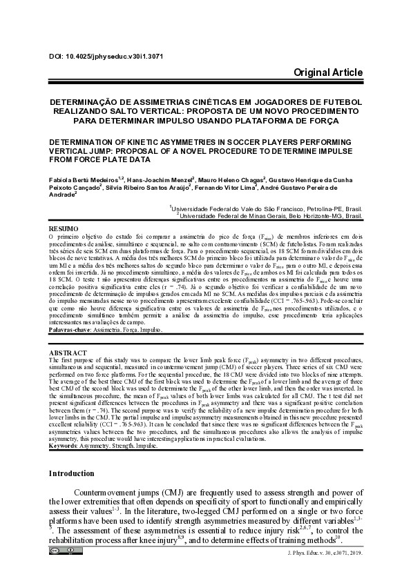 (PDF) Determination of Kinetic Asymmetries in Soccer Players Performing ...