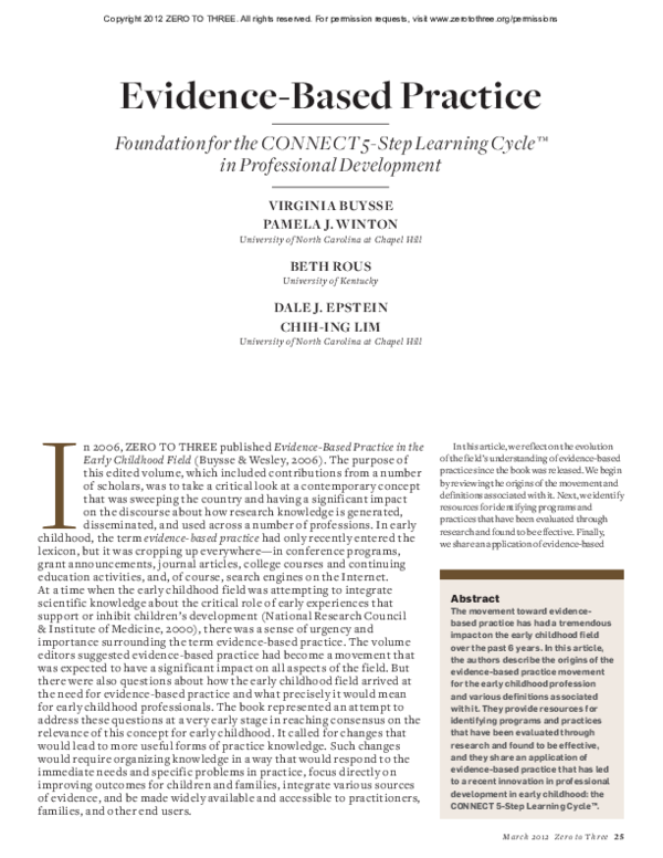 (PDF) Evidence-Based Practice: Foundation for CONNECT 5-Step Learning Cycle[TM] in Professional ...