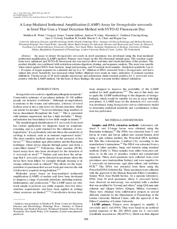 (PDF) A Loop-Mediated Isothermal Amplification (LAMP) Assay for Strongyloides stercoralis in ...