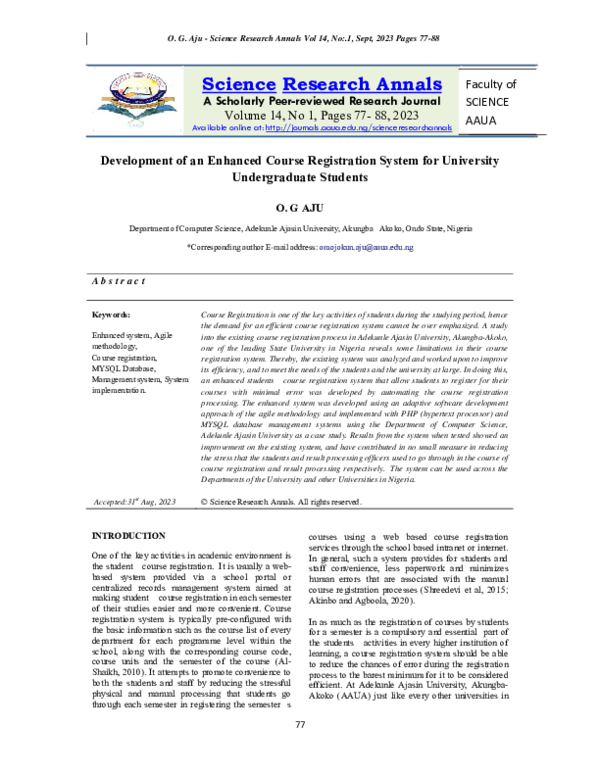 (PDF) Development of an Enhanced Course Registration System for ...