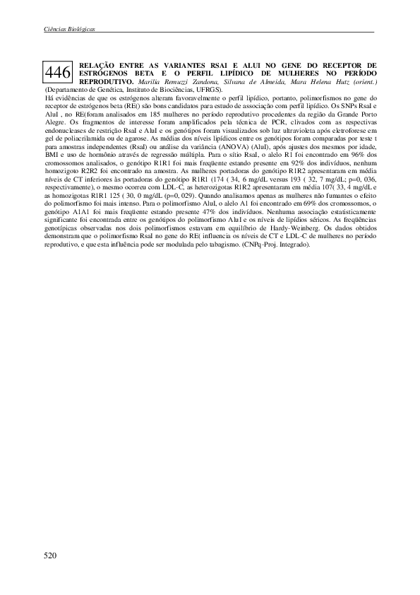 (PDF) Relação entre as variantes RsaI e AluI no gene do receptor de ...