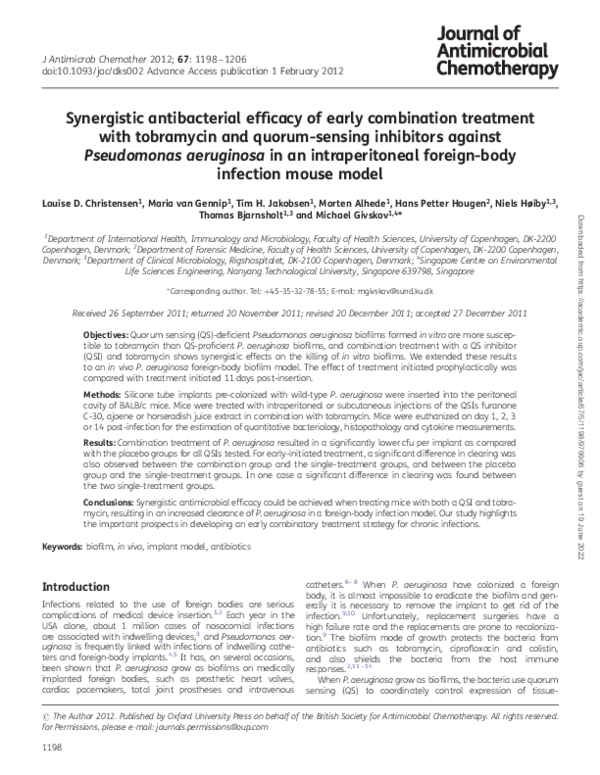 (PDF) Synergistic antibacterial efficacy of early combination treatment with tobramycin and ...