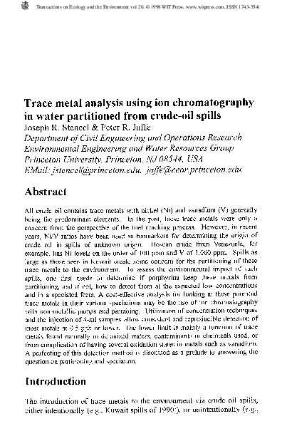 (PDF) Trace metal analysis using ion chromatography in water ...