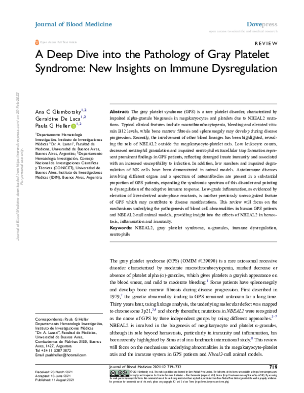 (PDF) A Deep Dive into the Pathology of Gray Platelet Syndrome: New ...