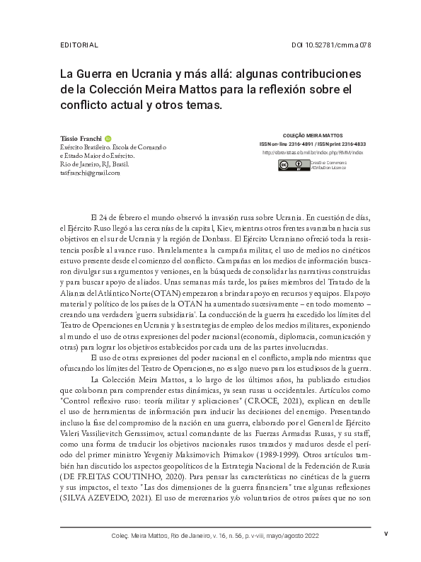 (PDF) La Guerra en Ucrania y más allá: algunas contribuciones de la ...