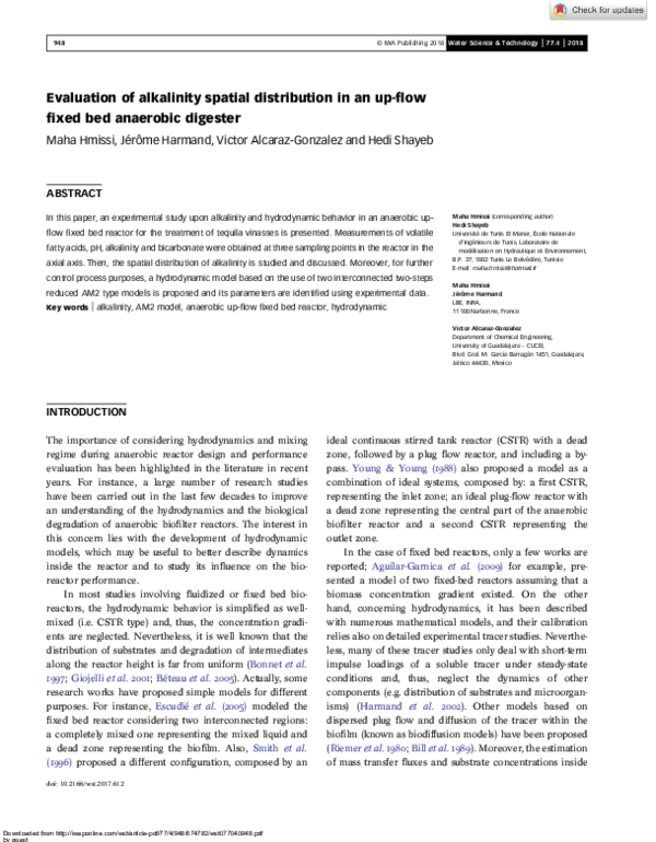 (PDF) Evaluation of alkalinity spatial distribution in an up-flow fixed ...