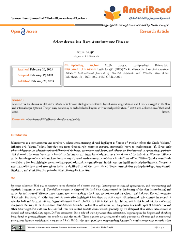 (PDF) Scleroderma is a Rare Autoimmune Disease