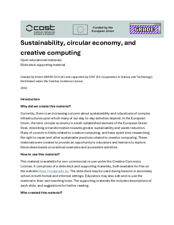 (PDF) Sustainability, circular economy, and creative computing. Open ...