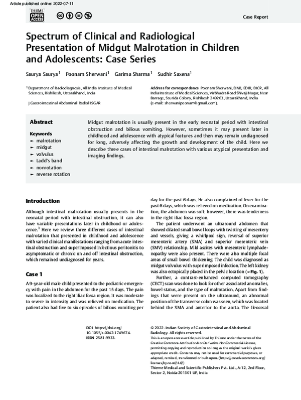 (PDF) Spectrum of Clinical and Radiological Presentation of Midgut ...