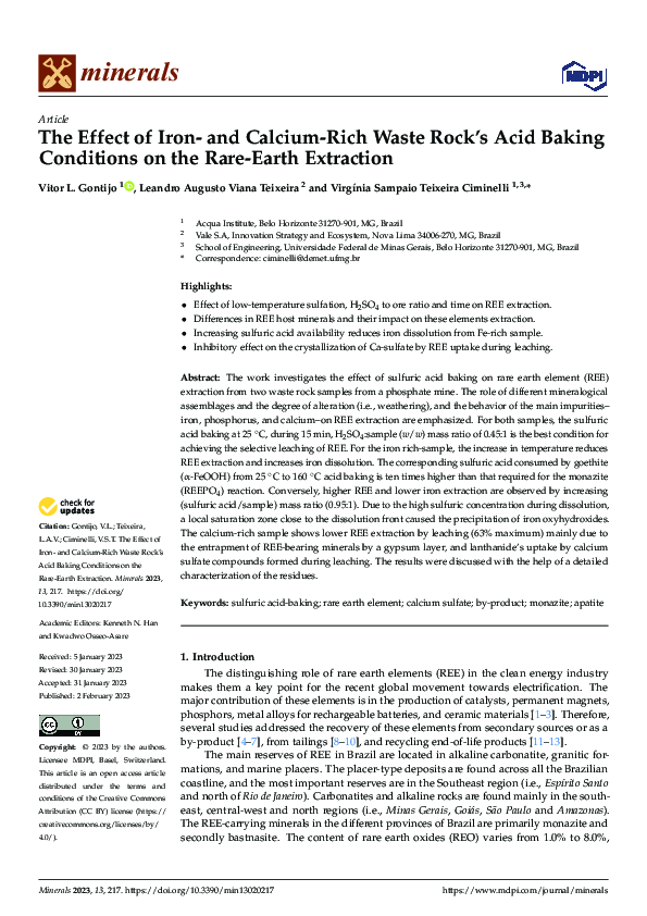 (PDF) The Effect of Iron- and Calcium-Rich Waste Rock’s Acid Baking ...