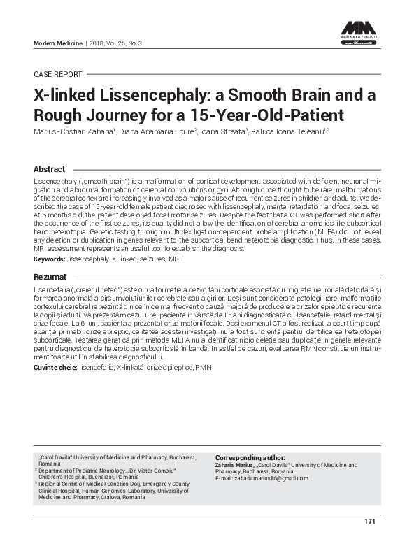 (PDF) X-linked Lissencephaly: a Smooth Brain and a Rough Journey for a ...