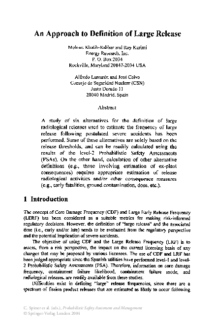 (PDF) An Approach to Definition of Large Release