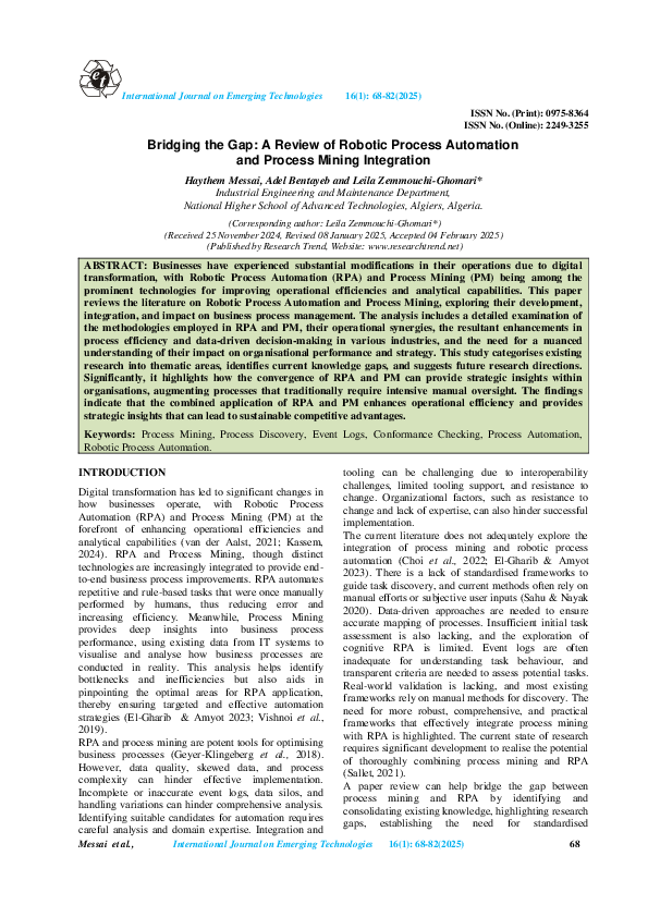 (PDF) Bridging the Gap: A Review of Robotic Process Automation and Process Mining Integration