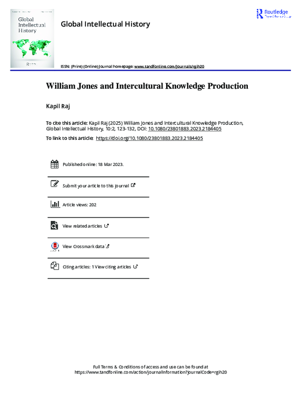 (PDF) William Jones and Intercultural Knowledge Production