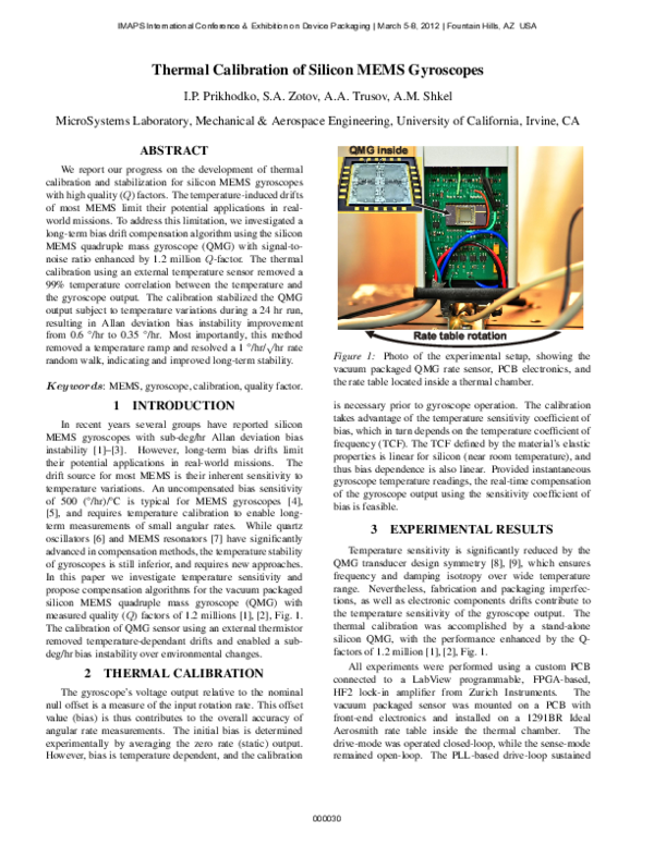 (PDF) Thermal Calibration of Silicon MEMS Gyroscopes
