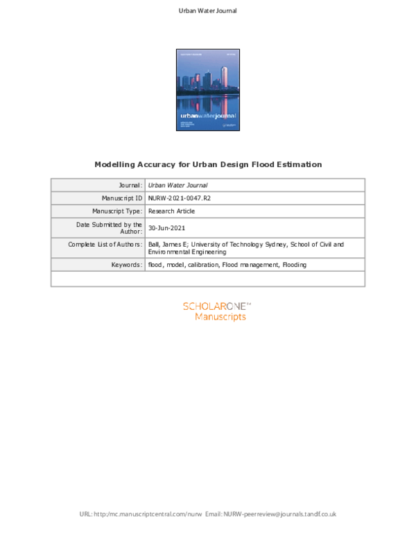 (PDF) Modelling accuracy for urban design flood estimation
