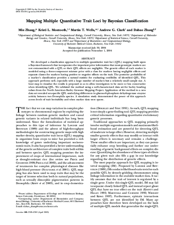 (PDF) Mapping Multiple Quantitative Trait Loci by Bayesian Classification