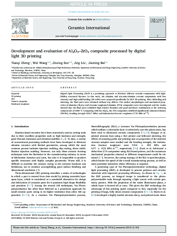 (PDF) Development and evaluation of Al2O3–ZrO2 composite processed by ...