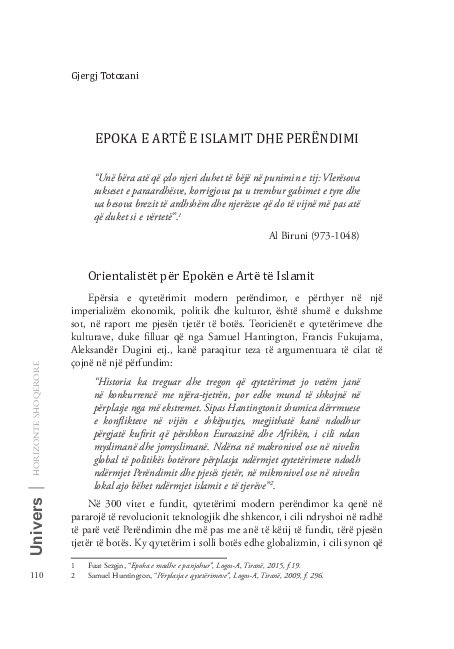 (PDF) Epoka e artë e Islamit dhe Perëndimi