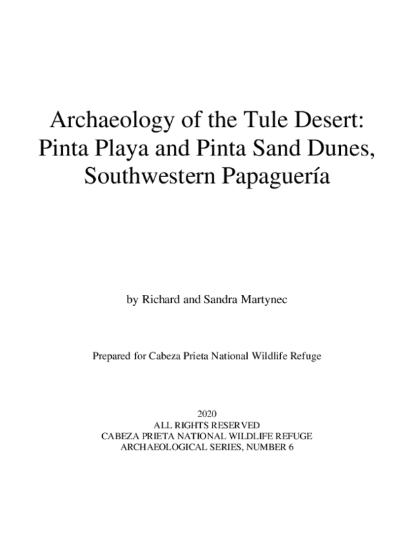 (PDF) Archaeology of the Tule Desert: Pinta Playa and Pinta Sand Dunes ...