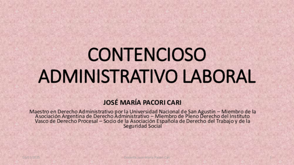(PDF) CONTENCIOSO ADMINISTRATIVO LABORAL 2024 - DIAPOSITIVAS - AUTOR JOSÉ MARÍA PACORI CARI