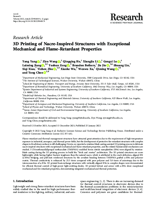 (PDF) 3D Printing of Nacre-Inspired Structures with Exceptional ...