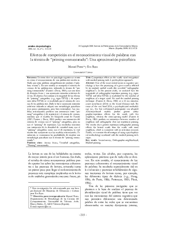 (PDF) Competition Effect on the Words Visual Recognition with Masked ...