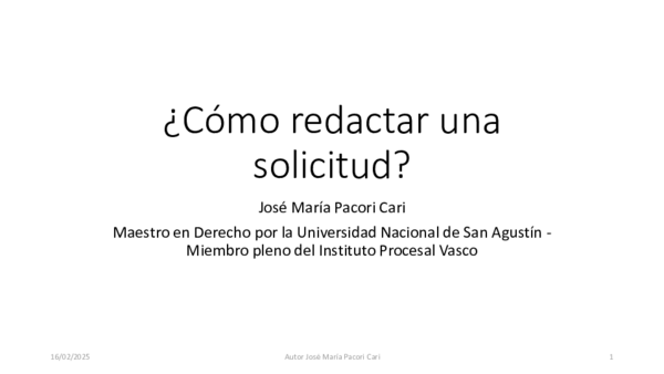 (PDF) CÓMO REDACTAR UNA SOLICITUD - DIAPOSITIVAS - AUTOR JOSÉ MARÍA PACORI CARI
