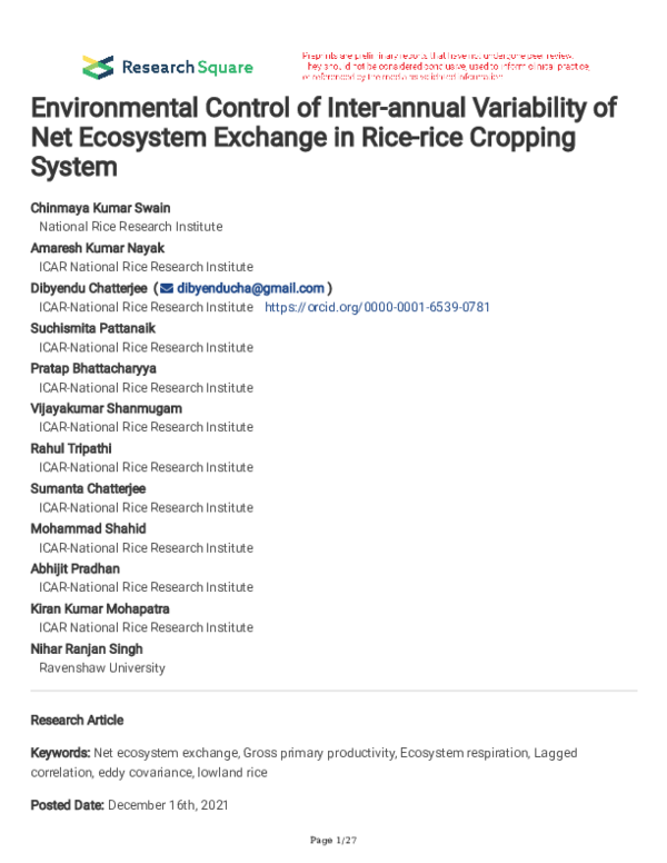 (PDF) Environmental Control of Inter-annual Variability of Net ...