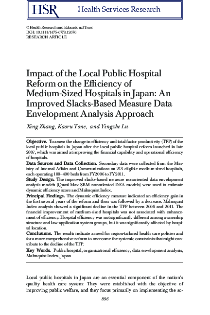 (PDF) Impact of the Local Public Hospital Reform on the Efficiency of ...