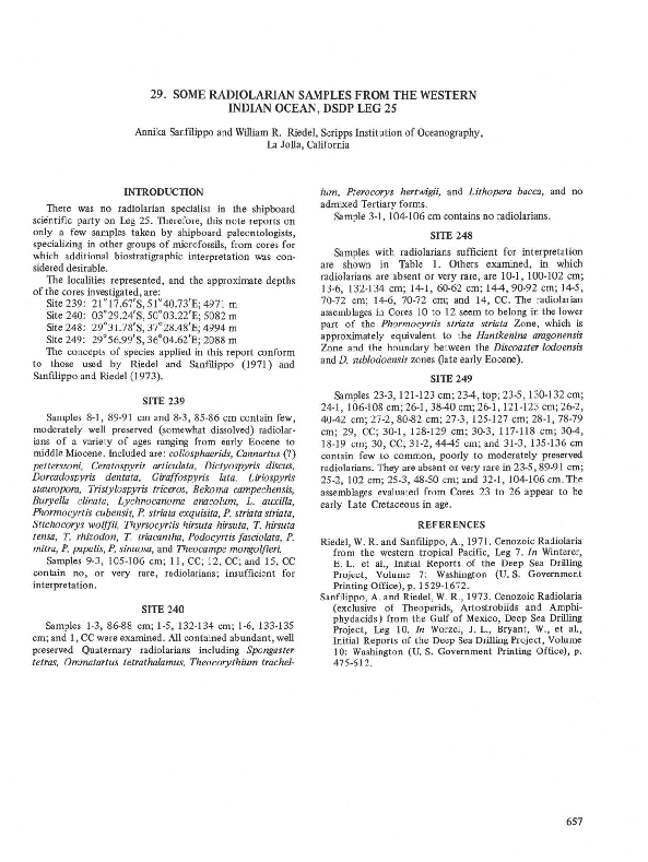 (PDF) Some Radiolarian Samples from the Western Indian Ocean, DSDP, Leg 25