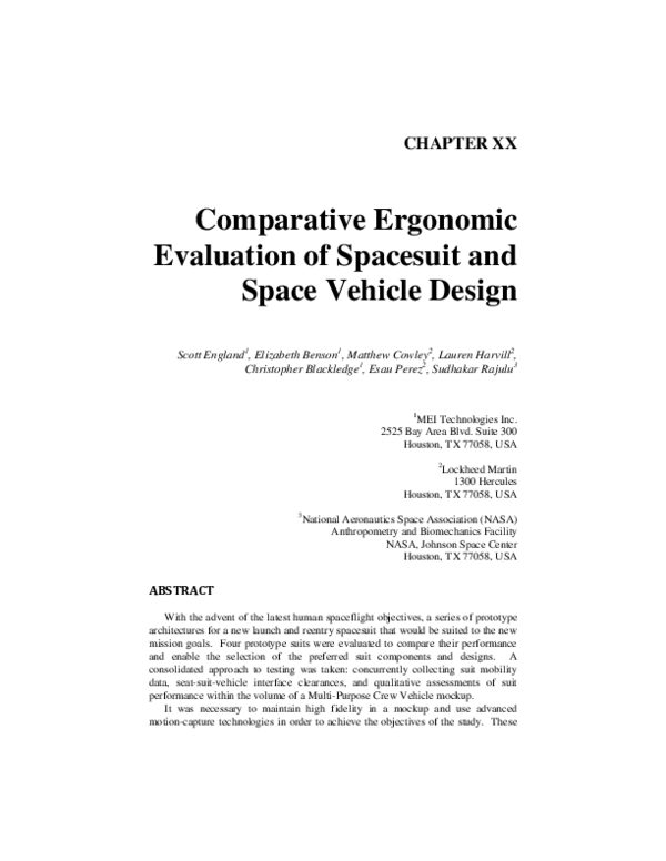 (PDF) Comparative Ergonomic Evaluation of Spacesuit and Space Vehicle ...