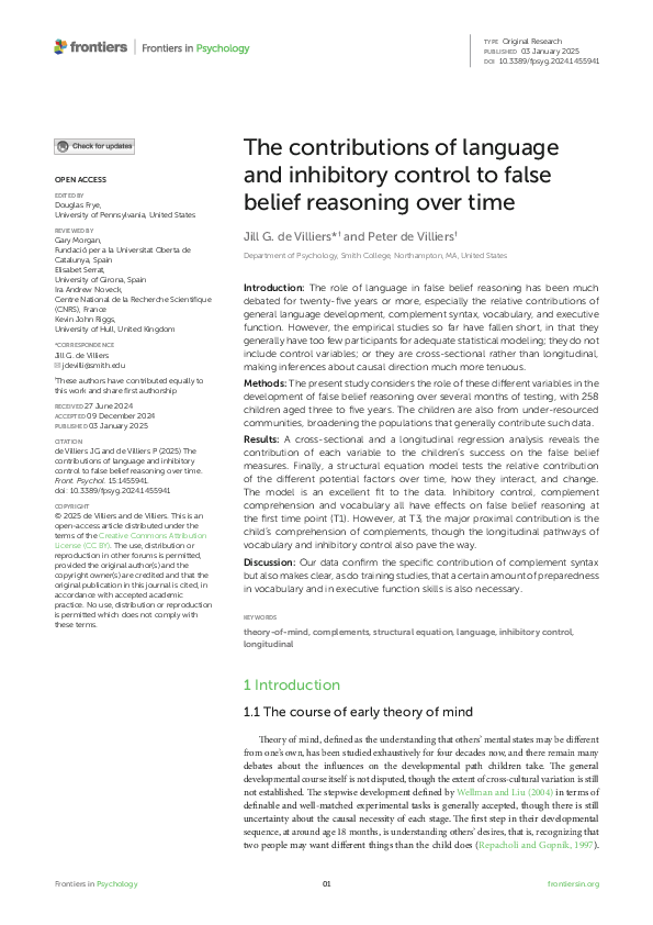 (PDF) Language, Inhibitory Control, and Explicit False Belief ...