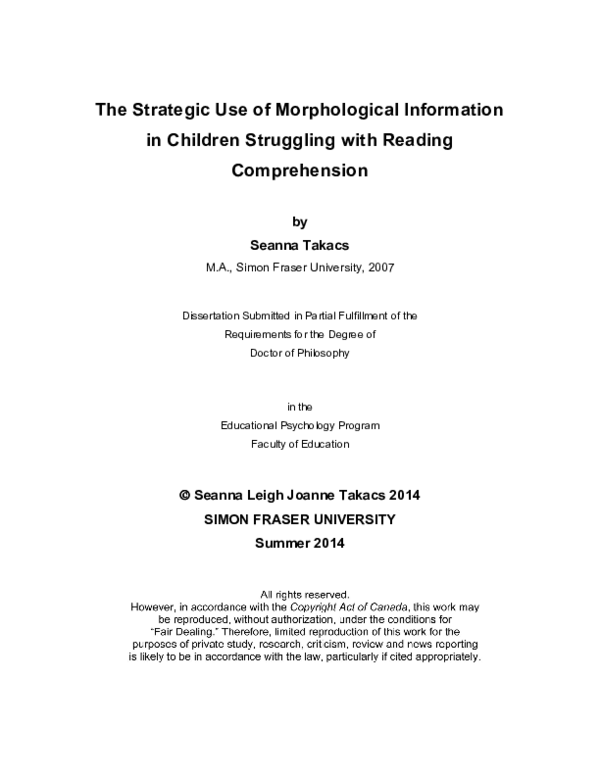 (PDF) The Strategic Use of Morphological Information in Children ...