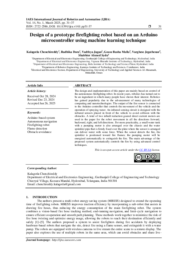 (PDF) Design of a prototype firefighting robot based on an Arduino ...