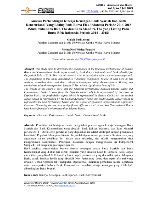 (PDF) Analisis Perbandingan Kinerja Keuangan Bank Syariah Dan Bank Konvensional Yang Listing ...