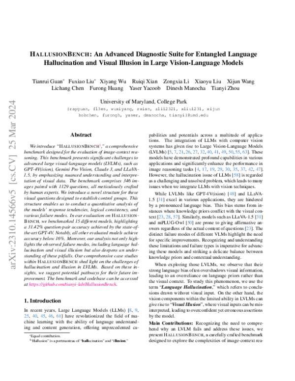 (PDF) HallusionBench: An Advanced Diagnostic Suite for Entangled Language Hallucination & Visual ...