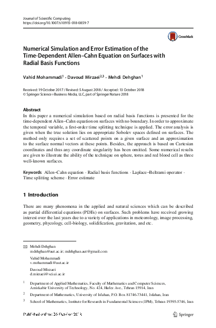 (PDF) Numerical Simulation and Error Estimation of the Time-Dependent Allen–Cahn Equation on ...