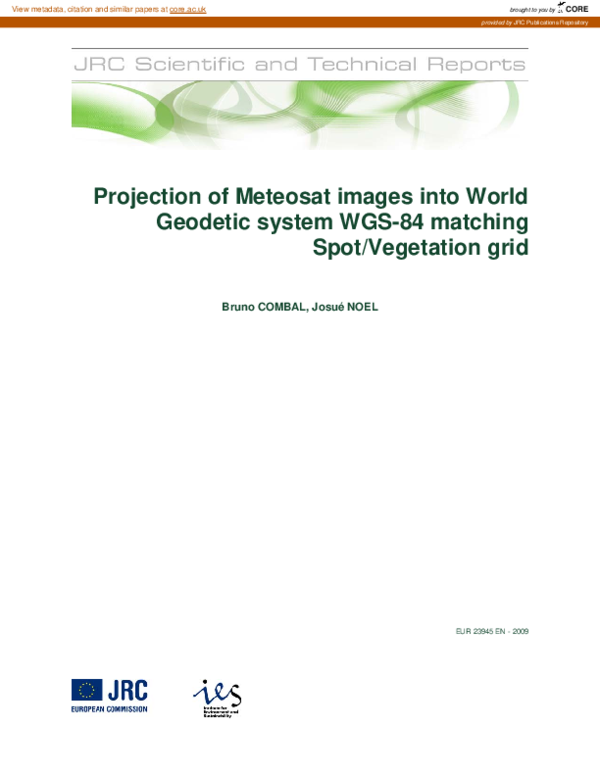(PDF) Projection of Meteosat images into World Geodetic system WGS-84 ...