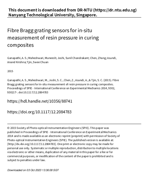 (PDF) Fibre Bragg grating sensors for in-situ measurement of resin ...